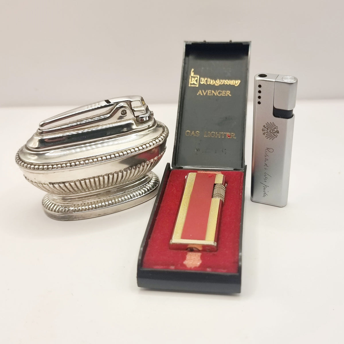 Three Vintage Lighters. Ronson, Rowenia, and Kingsway.