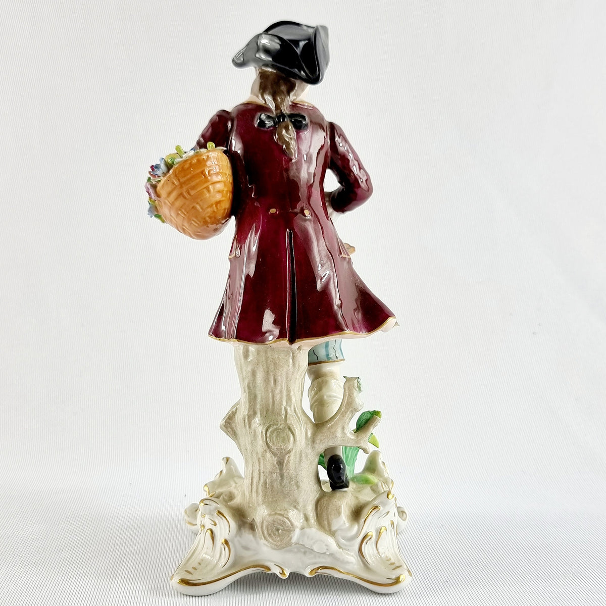 Antique 19th Century Sitzendorf German Figure of a Man with Flowers an