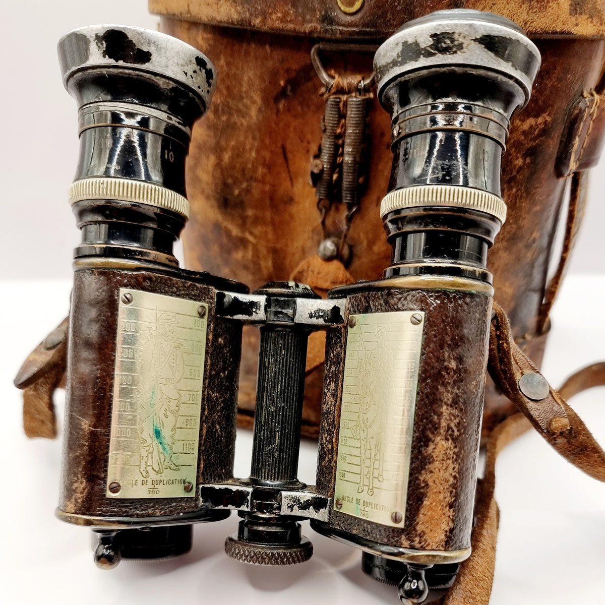Antique Pair of Huet and Co. Paris Binoculars with Stadia Telemeter Pr