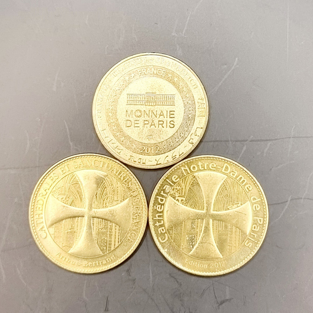 Three 2012 French Souvenir Tourist Tokens, Eiffel Tower, Montmartre, N