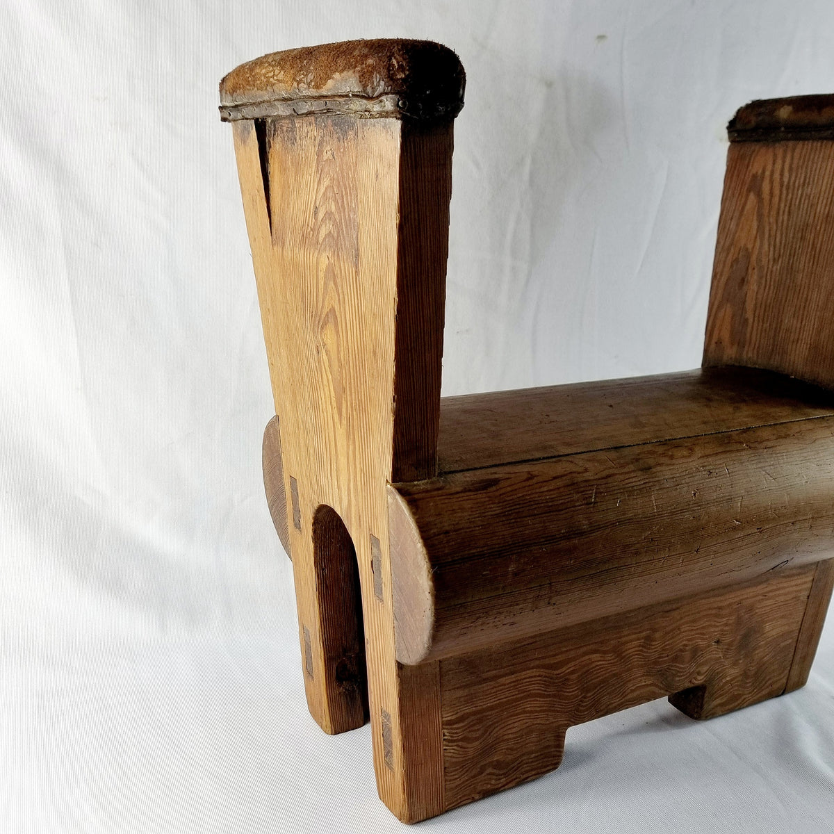 Antique 20th Century Elm and Leather Gymnastics Buck