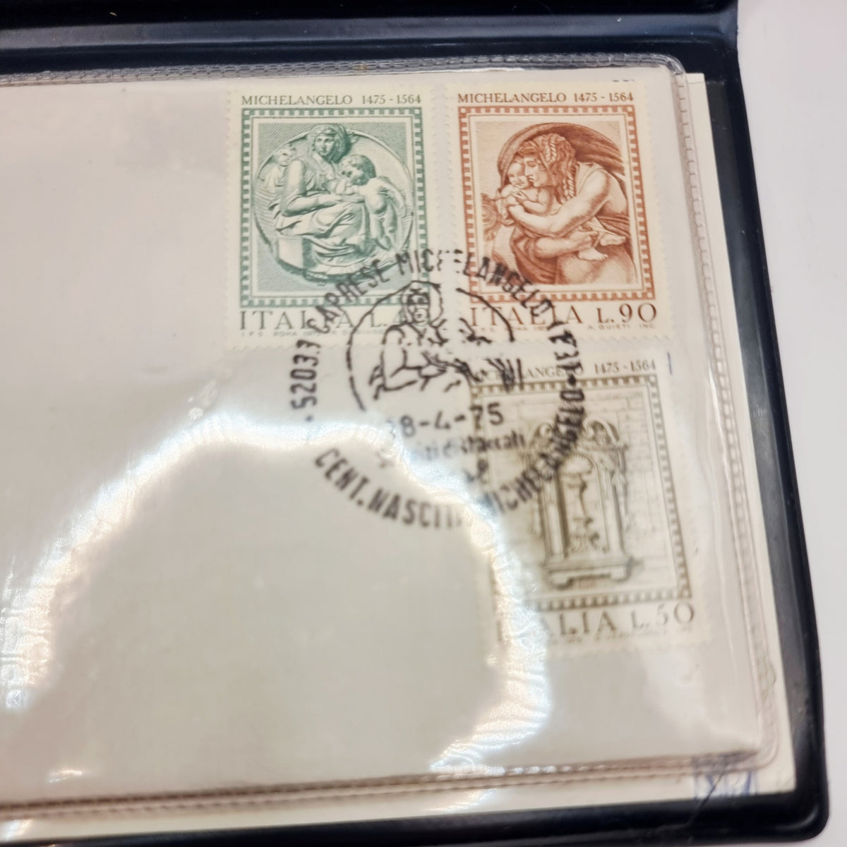 Michelangelo 500th Anniversary Silver Medal and First Day Cover, 1975