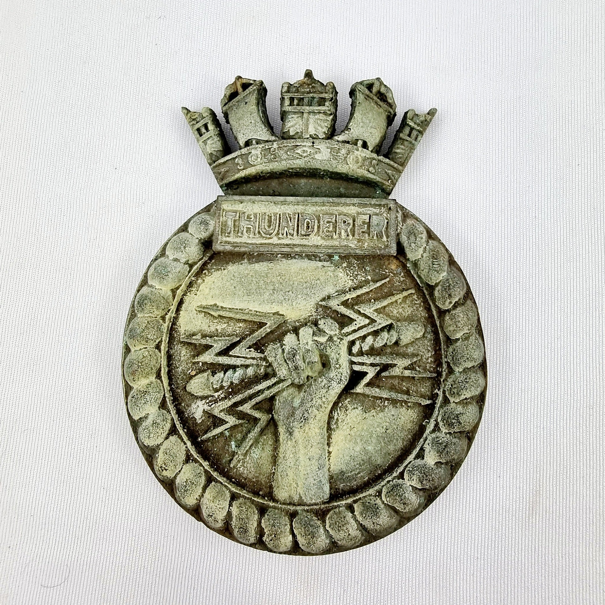 Cast iron thunderer ships plaque Attrells