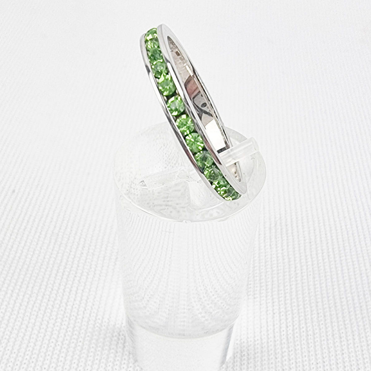 925 emerald style Green silver Eternity Ring