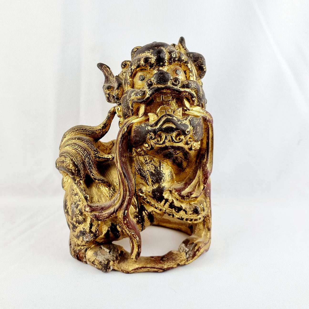 Gilt Chinese Carved Wood Dog of Foo