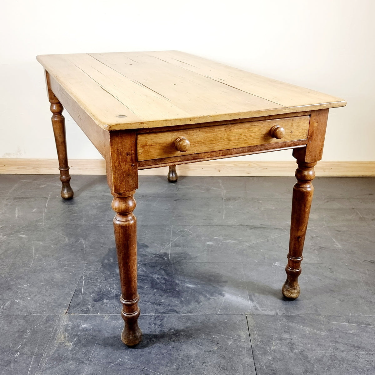 Antique Pine and Mahogany Kitchen Table