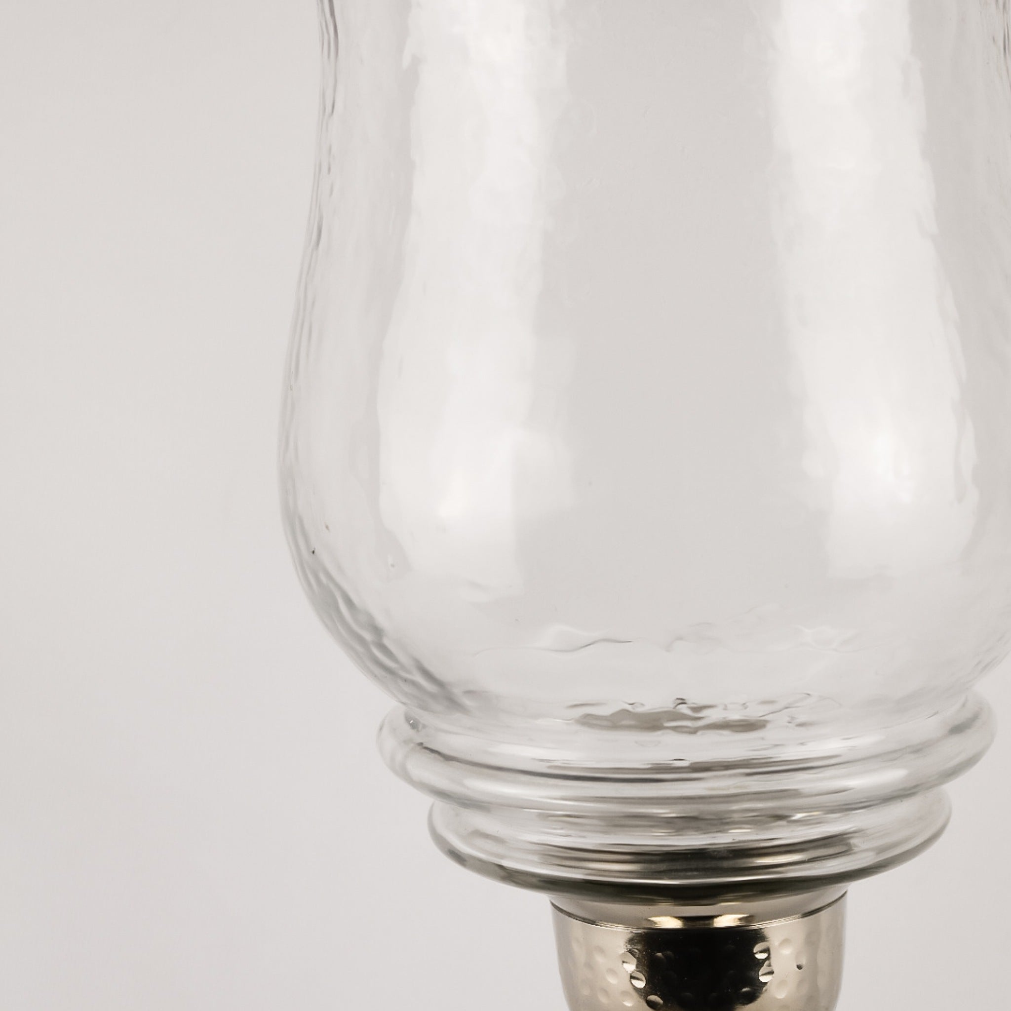 Large Glass Hurricane Lamp silvered base