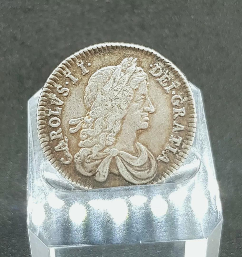 Rare Silver Charles II 1663 Shilling